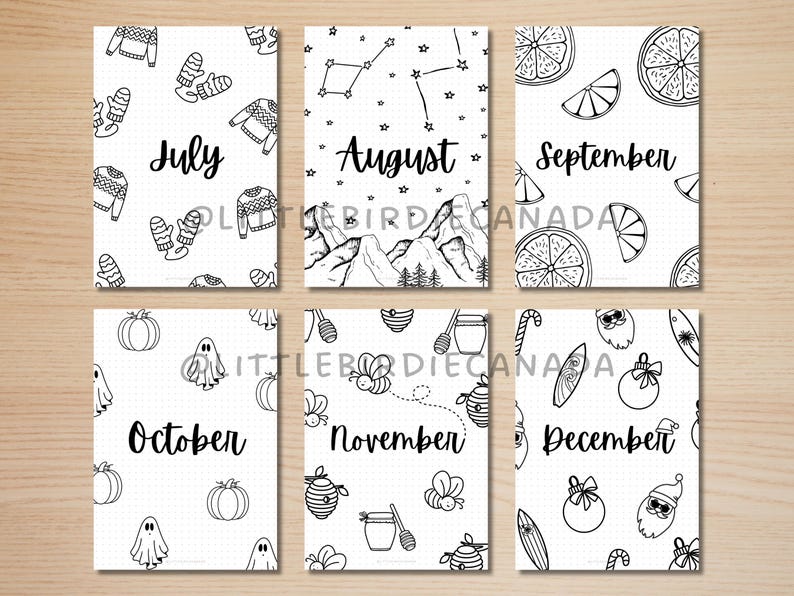 12 Month Title Pages - SOUTHERN HEMISPHERE - PRINTABLE Title Pages ...