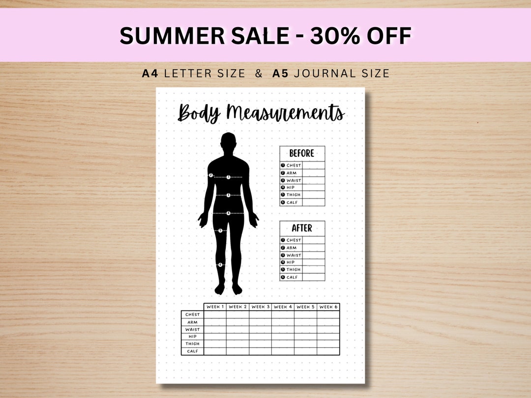 Body Measurements Tracker PRINTABLE Journal Page Planner Page Fitness ...