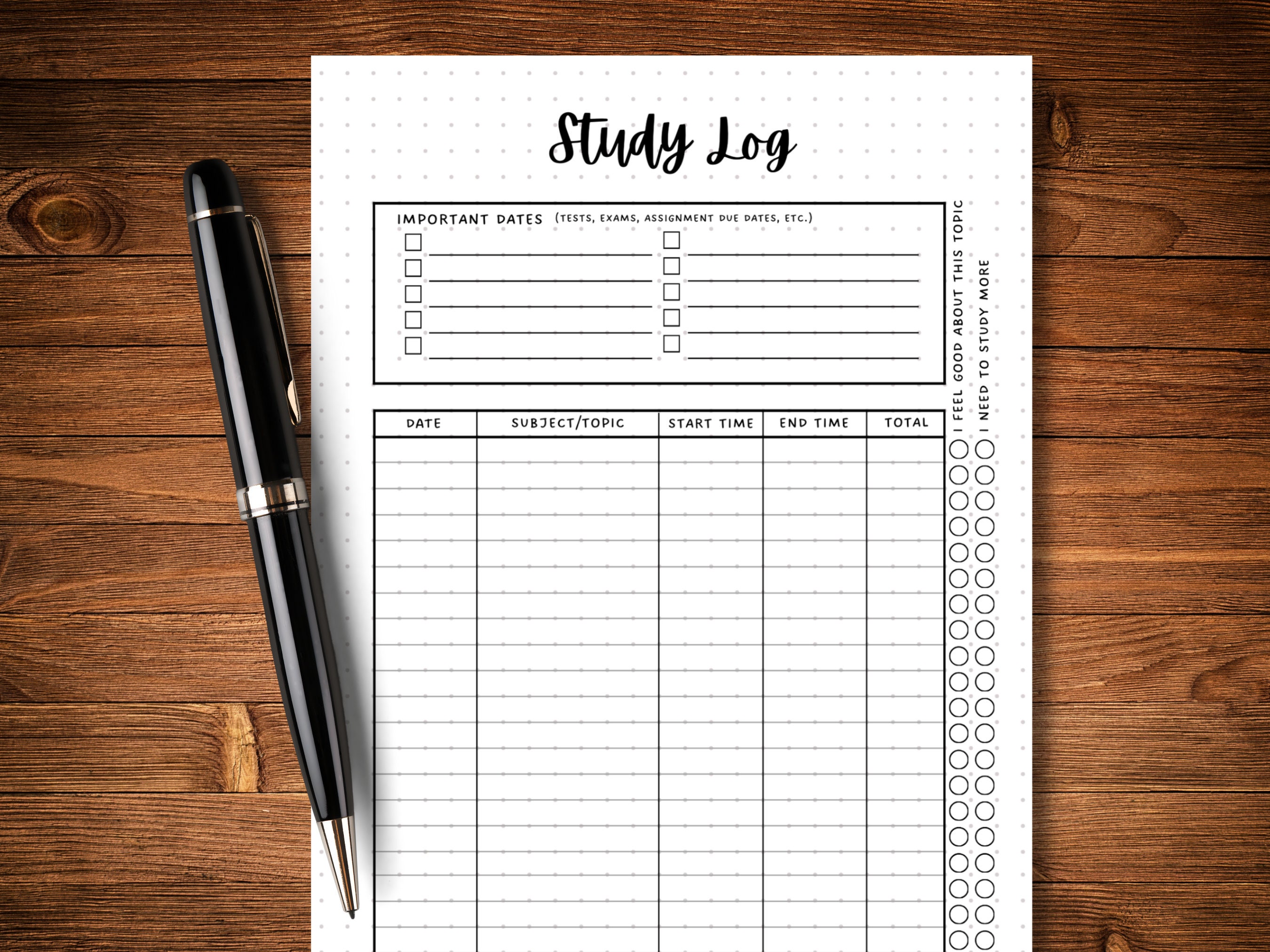 Study Log - PRINTABLE Journal Page - Student Journal - Student Planner ...