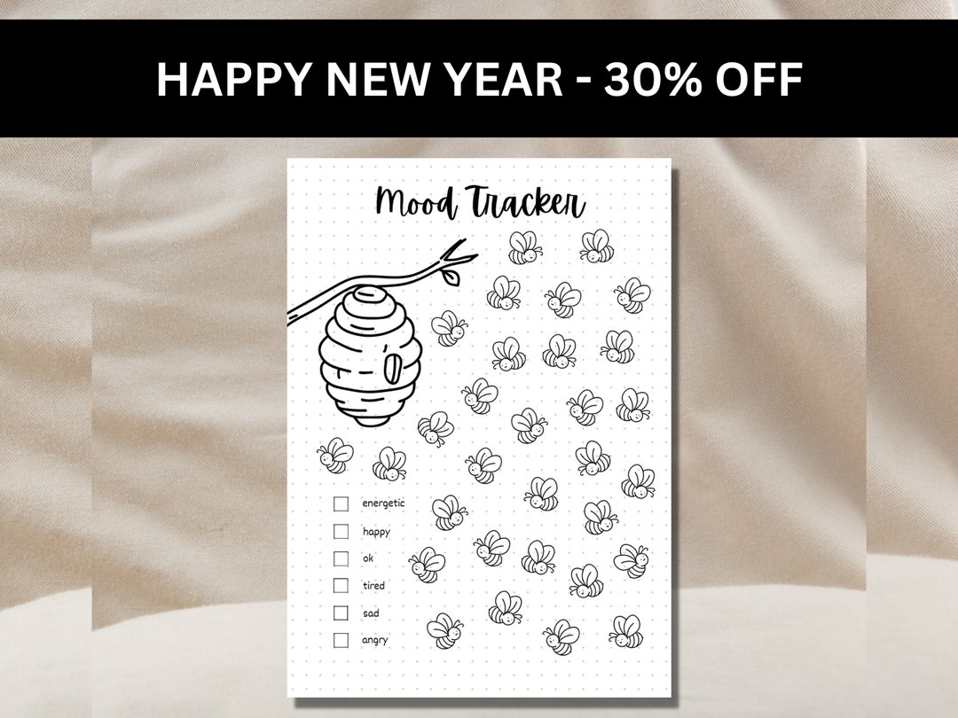 Bee Mood Tracker A5 Journal Page PRINTABLE Tracker Daily Tracker Daily ...