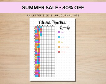 Workout Tracker Printable, Workout Log, Workout Journal, Wellness ...