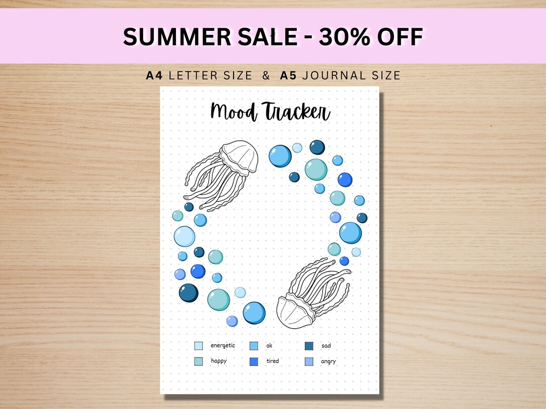 Jellyfish Mood Tracker PRINTABLE Journal Page Planner Page Feelings ...
