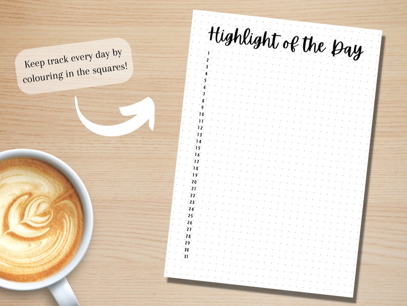 Highlight of the Day - PRINTABLE Journal Page - Memory Tracker - Daily ...