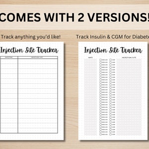 Injection Site Tracker PRINTABLE Journal Page Diabetic Tracker Diabetes ...