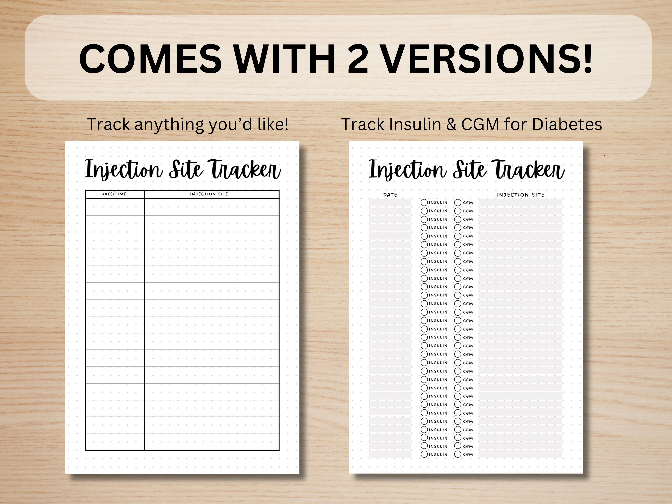 Injection Site Tracker - PRINTABLE Journal Page - Diabetic Tracker ...