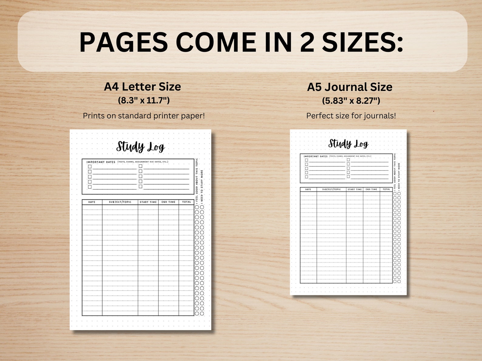 Study Log - PRINTABLE Journal Page - Student Journal - Student Planner ...
