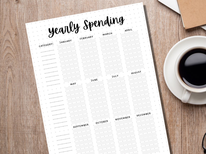 Yearly Spending Tracker - PRINTABLE Journal Page - Planner Page ...