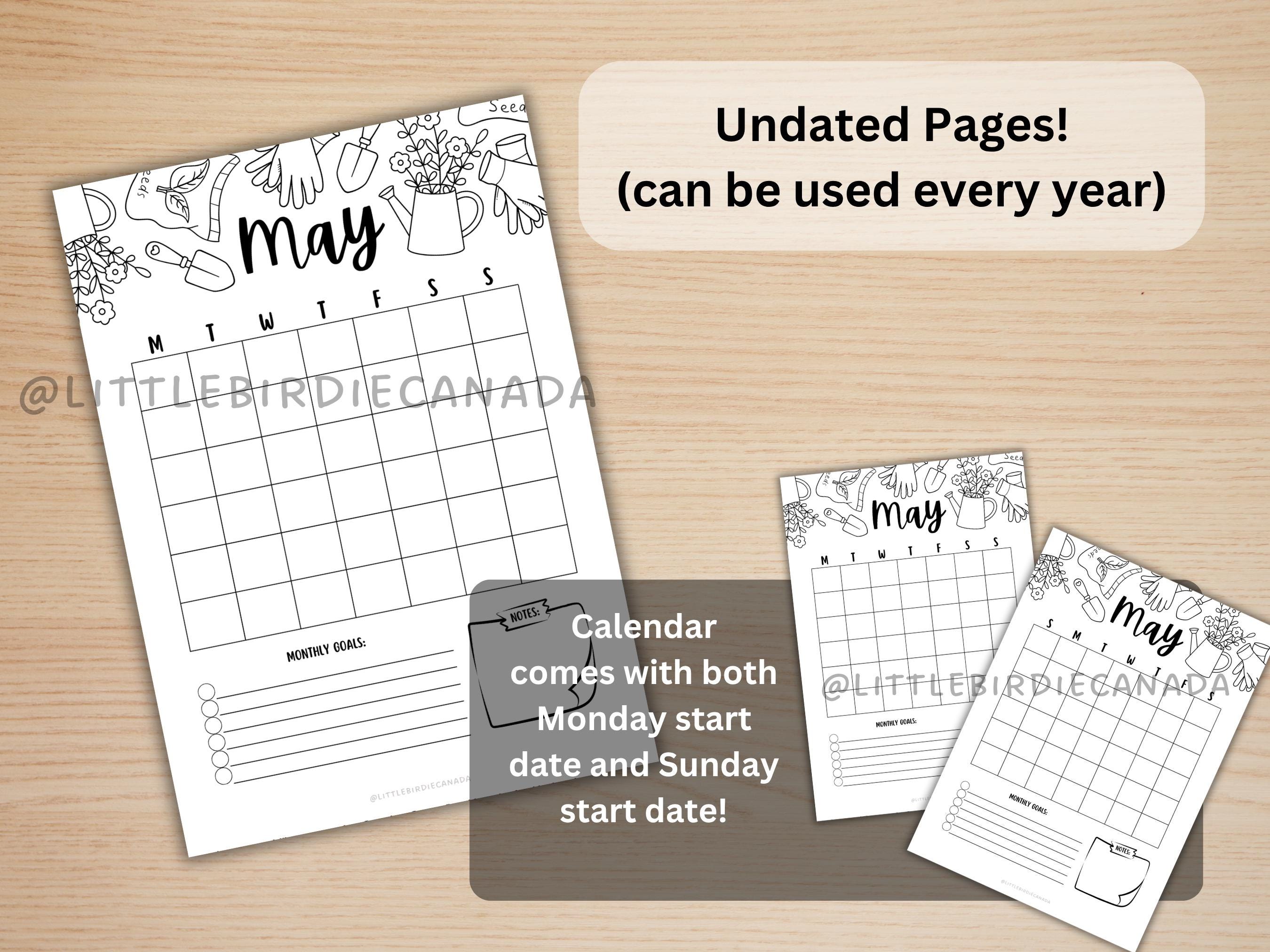 May Journal Bundle - Garden - PRINTABLE Journal Pages - BLACK & WHITE ...