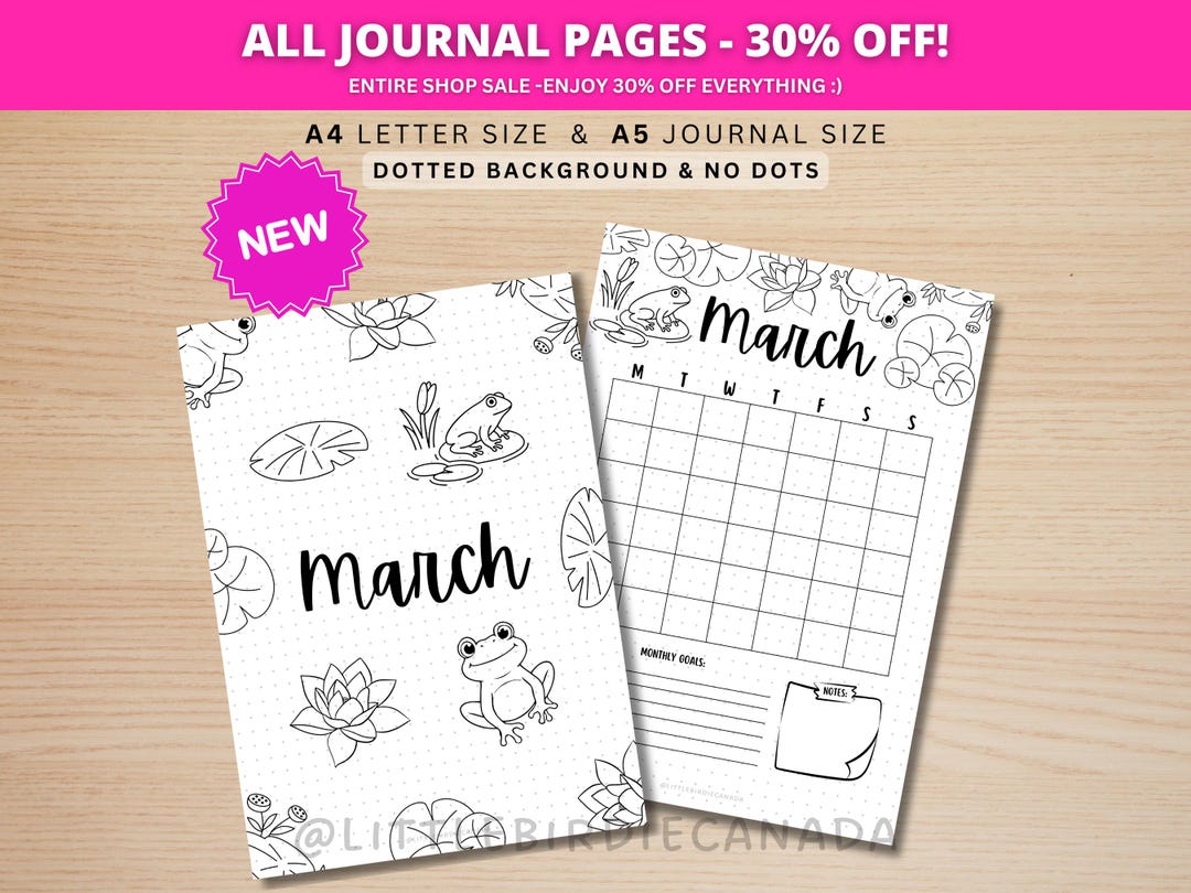 March Title Page and Calendar - PRINTABLE Calendar - Frog Theme ...