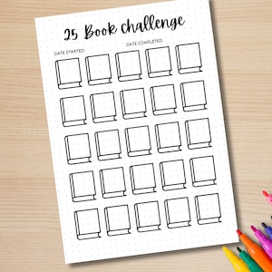 25 Book Reading Challenge - PRINTABLE Journal Page - Reading Tracker ...