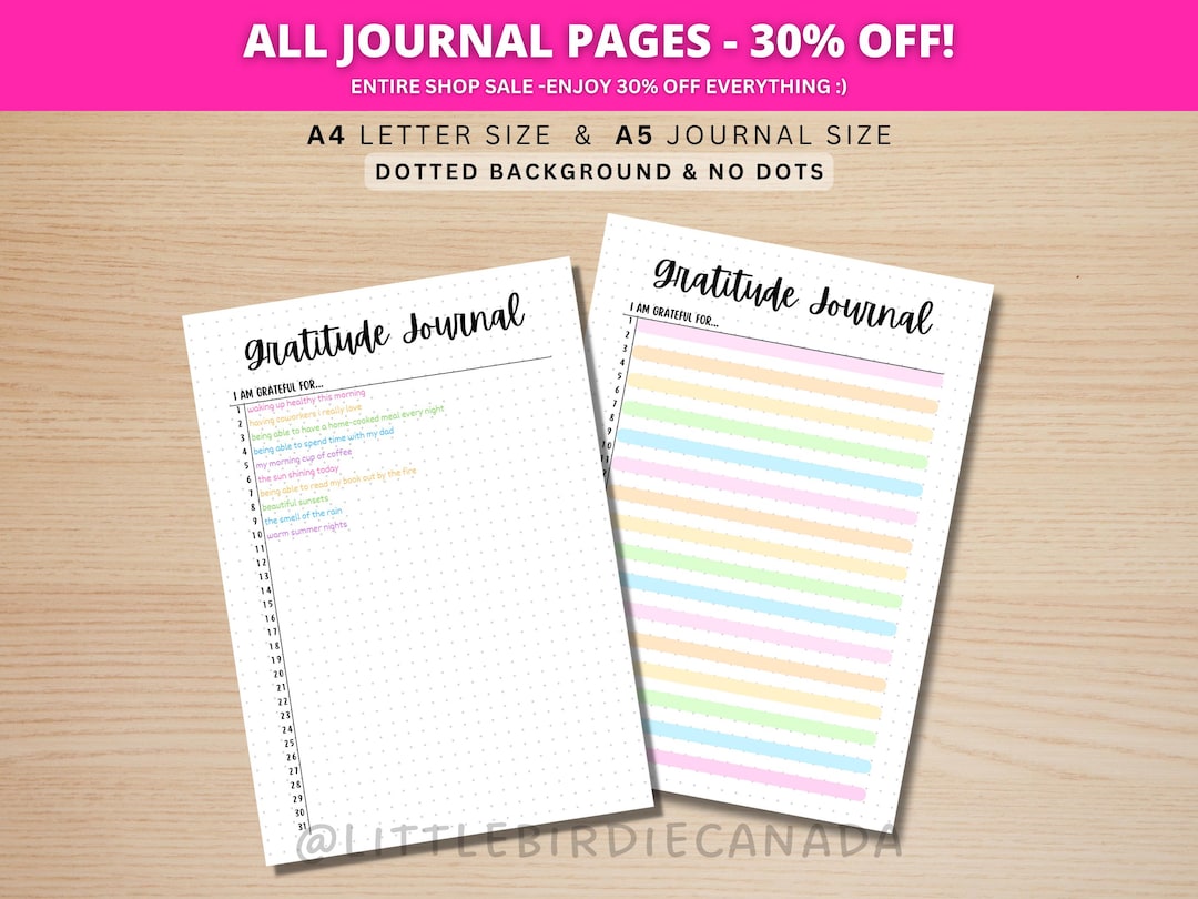 Gratitude Bundle - PRINTABLE Journal Page - Gratitude Journal - Daily ...