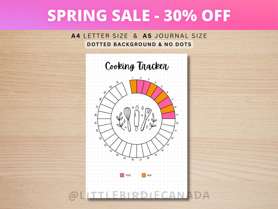Cooking Tracker - PRINTABLE Journal Page - Planner Page - Tracking ...