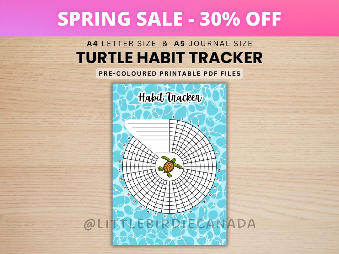 Turtle Habit Tracker - PRINTABLE Journal Page - Colored Journal Page - Etsy