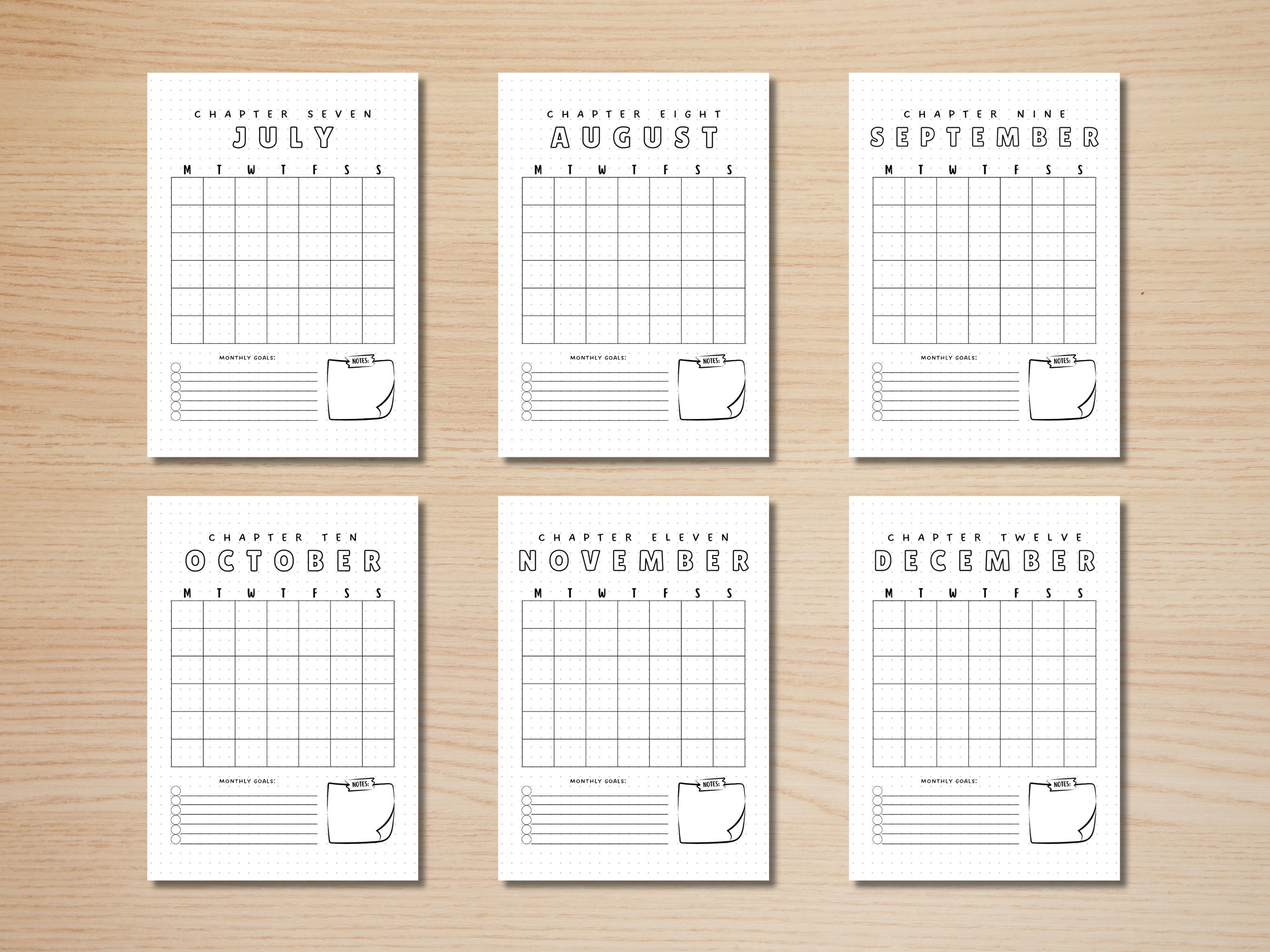 Book Themed Calendar - 12 Month Calendar Pages - Journal Calendar ...