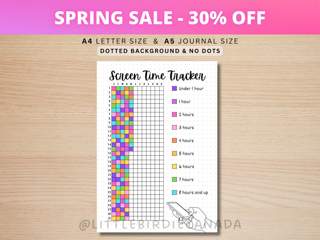 Screen Time Tracker Yearly - PRINTABLE Journal Page - Planner Page ...