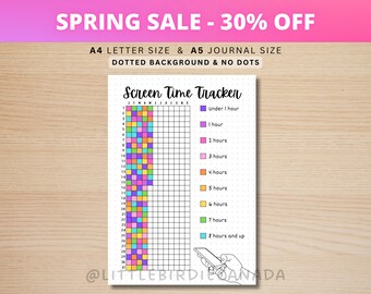 Screen Time Tracker Yearly PRINTABLE Journal Page Planner Page Yearly ...