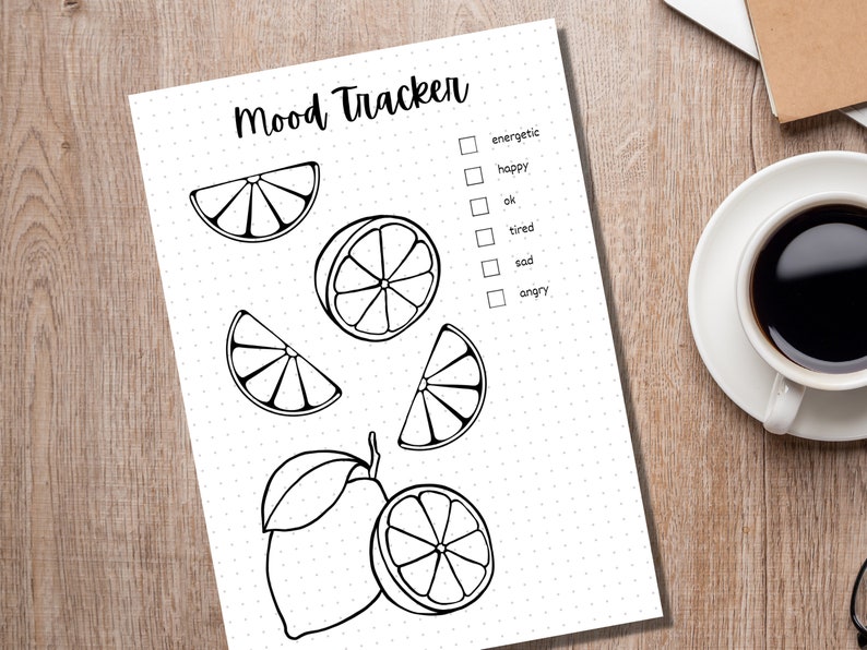 Lemon Mood Tracker - PRINTABLE Journal Page - Planner Page - Feelings ...