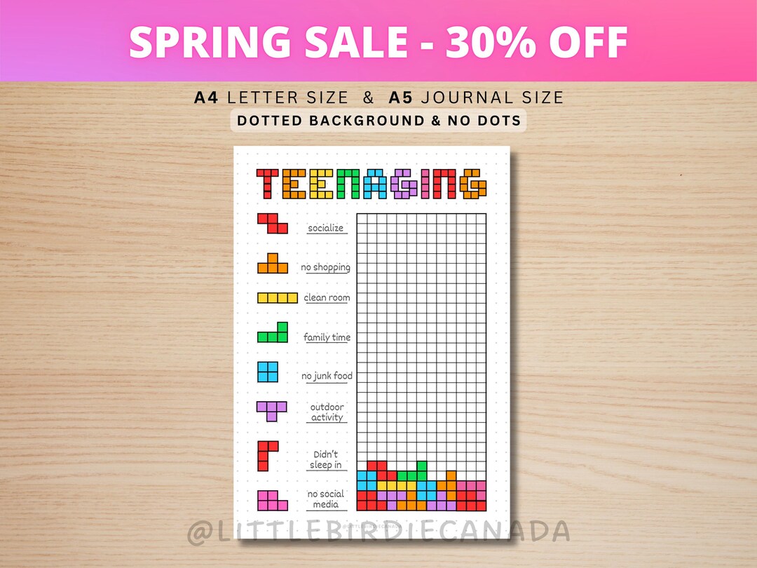 Teenaging Tracker - PRINTABLE Journal Page - Monthly Tracker - Fun ...