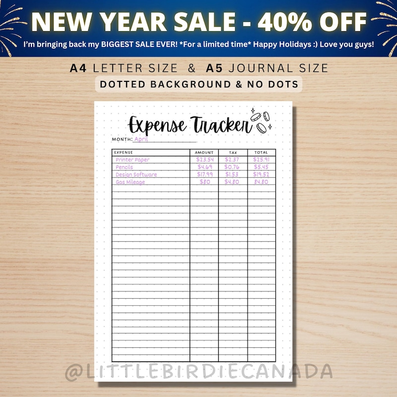 Expense Tracker List - Etsy