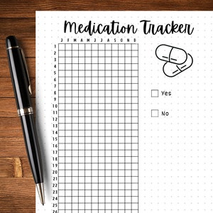 Medication Yearly Tracker A5 Journal Page PRINTABLE Tracker Medication ...