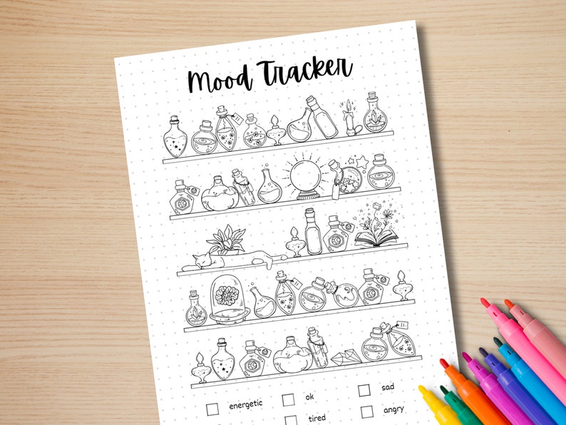 Magic Mood Tracker - PRINTABLE Journal Page - Planner Page - Feelings ...