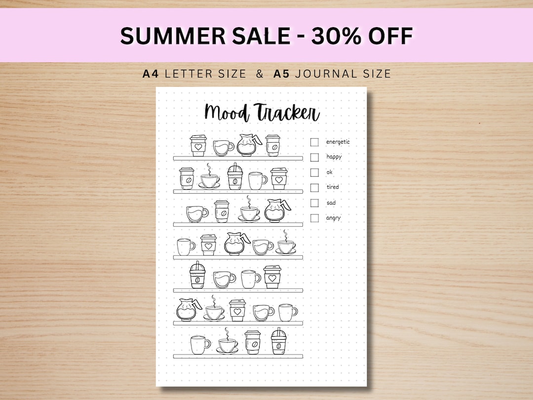 Coffee Mood Tracker PRINTABLE Journal Page Planner Page Feelings Tracker Daily Mood Tracker ...