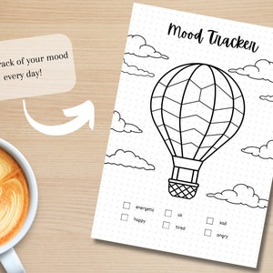 Hot Air Balloon Mood Tracker - PRINTABLE Journal Page - Planner Page ...