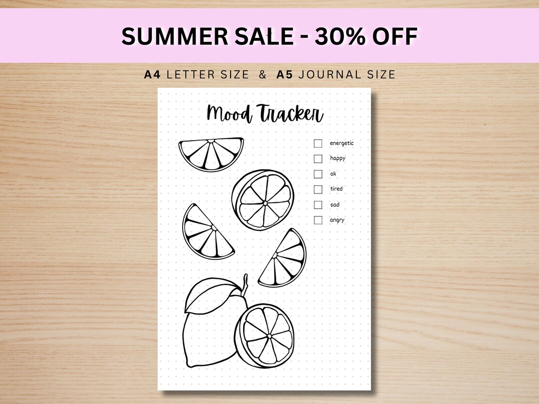 Lemon Mood Tracker PRINTABLE Journal Page Planner Page Feelings Tracker ...