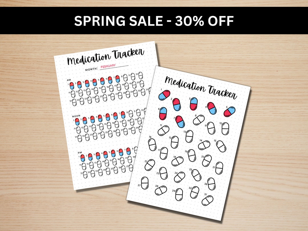 Medication Monthly Tracker A5 Journal Page PRINTABLE Tracker Medication ...
