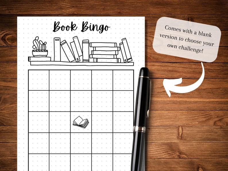 Book Bingo - PRINTABLE Journal Page - Planner Page - Reading Challenge ...