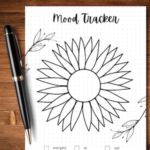 Sunflower Mood Tracker - PRINTABLE Journal Page - Planner Page ...