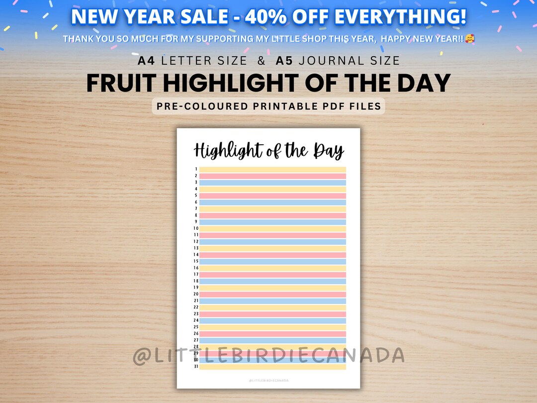 Fruit Highlight of the Day - PRINTABLE Journal Page - Colored Journal ...