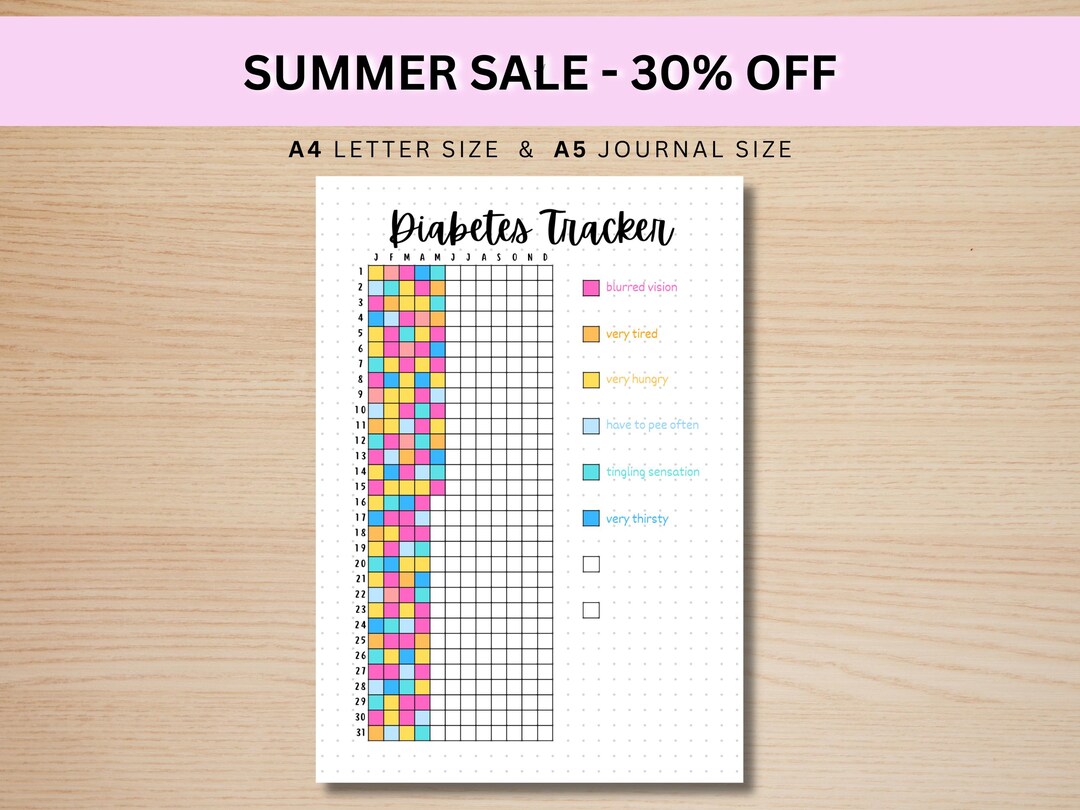 Diabetes Tracker PRINTABLE Journal Page Track Diabetes Blood Sugar ...