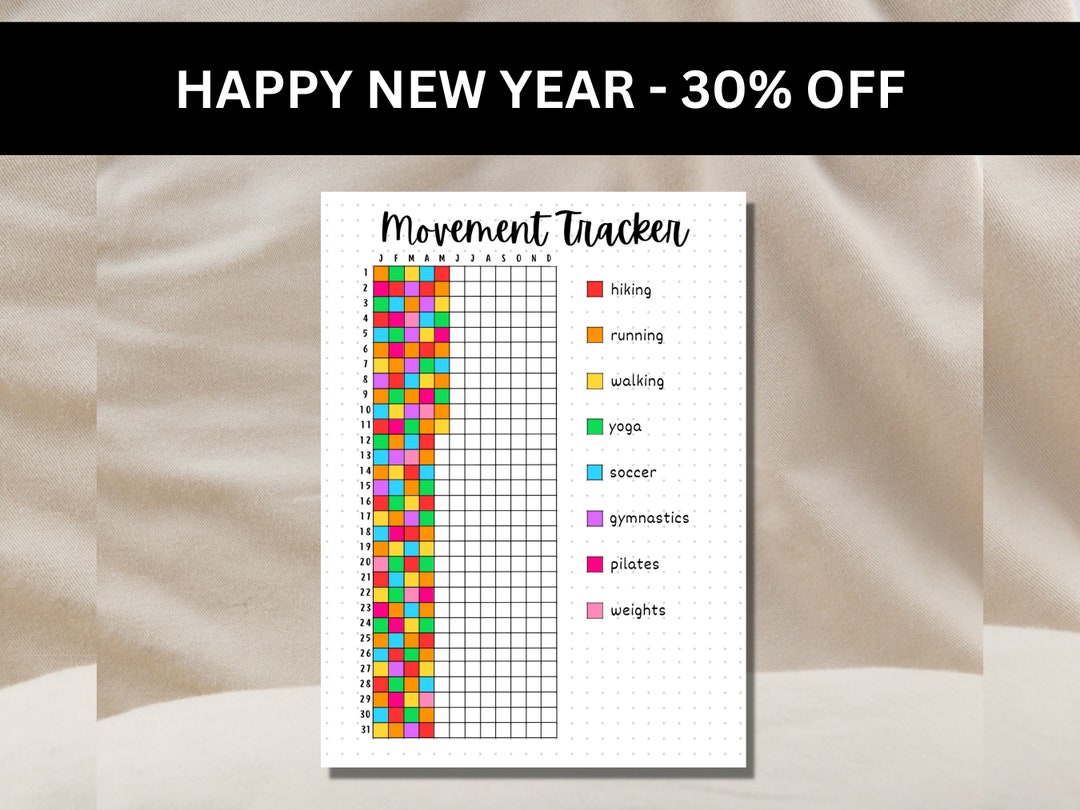 Movement Tracker Fitness Tracker A5 Journal Page PRINTABLE Tracker ...