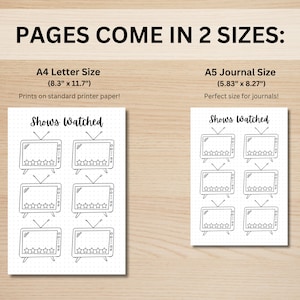 Shows Watched Tracker - PRINTABLE Journal Page - Planner Page - TV ...