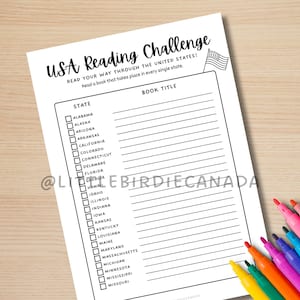 USA Reading Challenge - PRINTABLE Journal Page - 50 State Reading ...