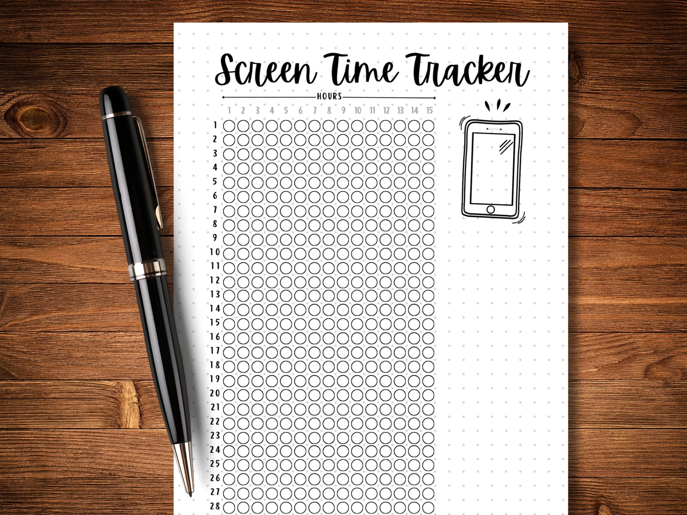 Screen Time Tracker Monthly - PRINTABLE Journal Page - Planner Page - Monthly Tracker - Habit ...