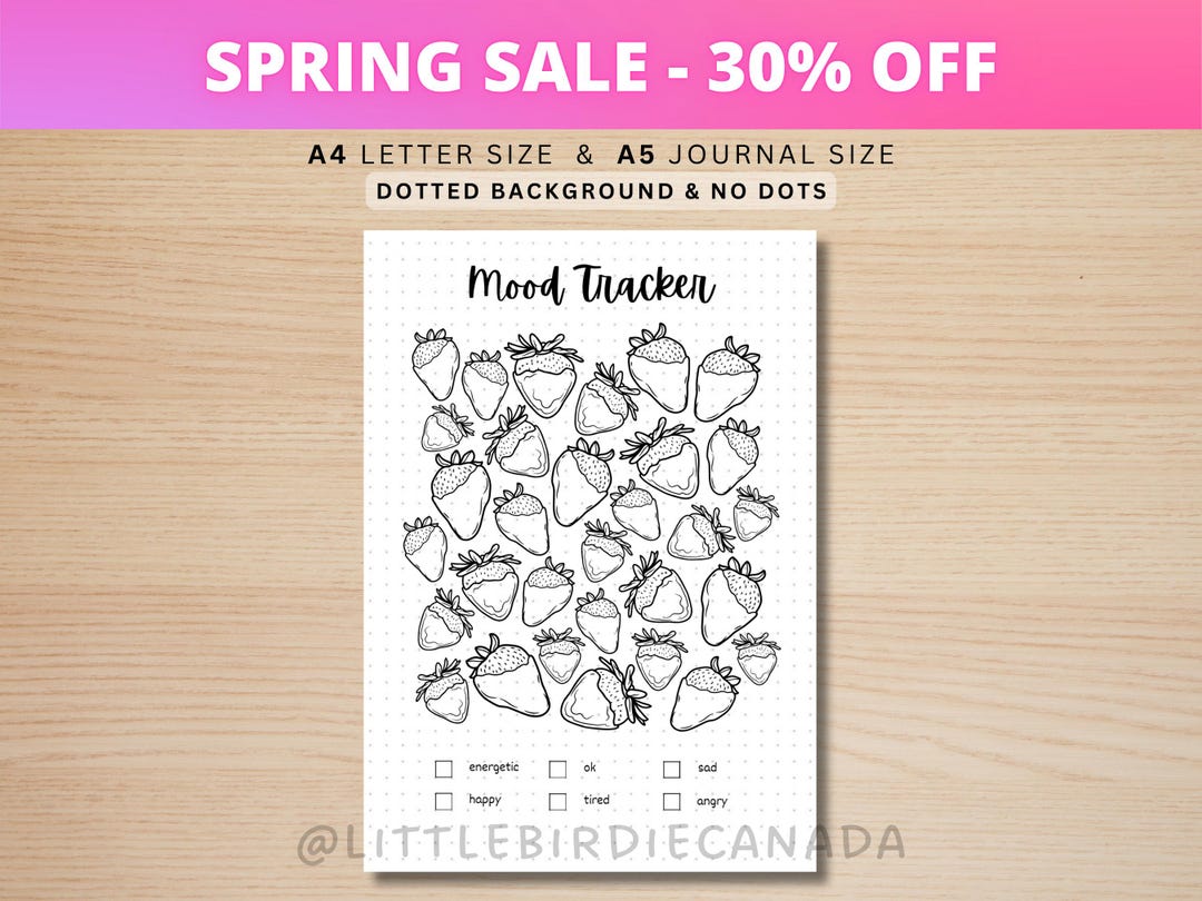 Strawberry Mood Tracker - PRINTABLE Journal Page - Planner Page ...