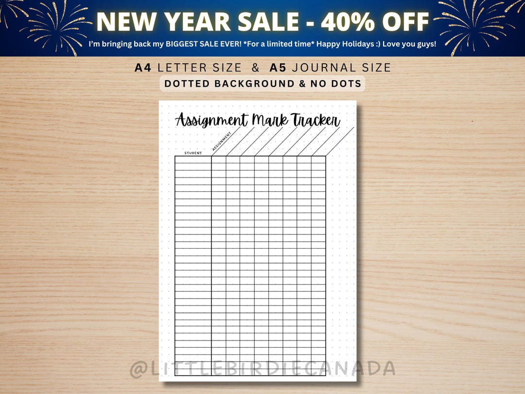 Assignment Mark Tracker PRINTABLE Teacher Planner Page Grade Tracker ...
