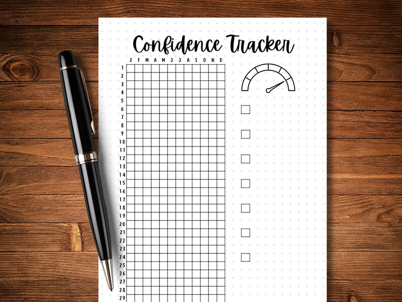 Confidence Tracker - PRINTABLE Journal Page - Planner Page - Track ...