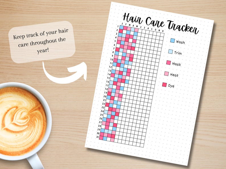 Hair Care Tracker - PRINTABLE Journal Page - Beauty Routine - Hair Wash ...