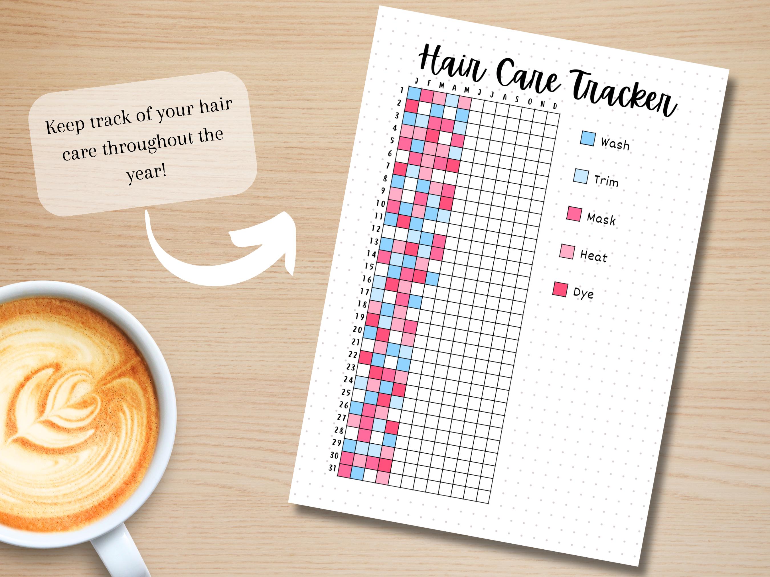 Hair Care Tracker - PRINTABLE Journal Page - Beauty Routine - Hair Wash ...