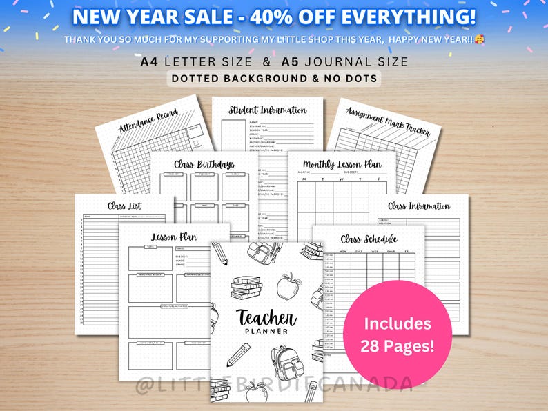 Teacher Planner Bundle - PRINTABLE Teacher Journal Pages - Teacher ...