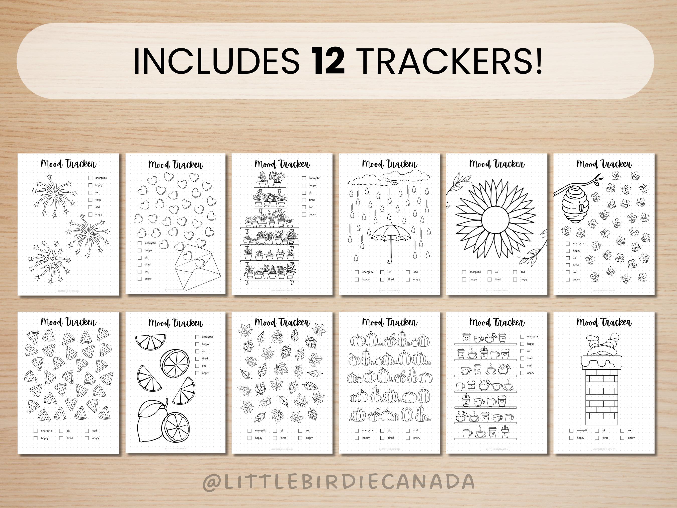 Monthly Mood Trackers Bundle - BUNDLE A - PRINTABLE Journal Pages ...