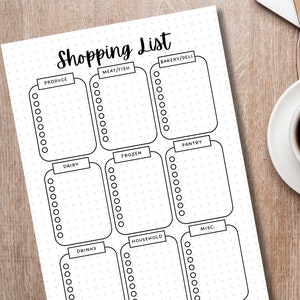 Shopping List - PRINTABLE Journal Page - Printable Grocery List - to ...