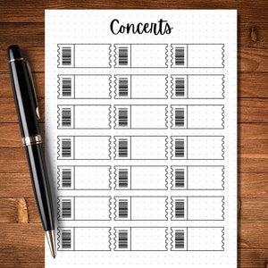 Concert Tracker - PRINTABLE Journal Page - Concert Log - Concert ...
