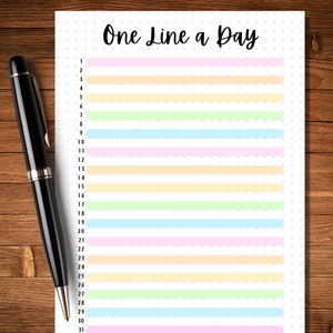 One Line A Day - PRINTABLE Journal Page - Planner Page - Memory Tracker ...