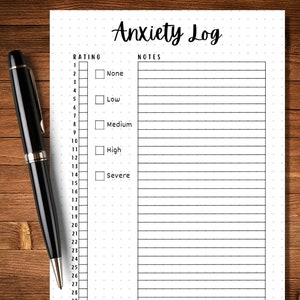 Anxiety Log - PRINTABLE Journal Page - Anxiety Tracker - Habit Tracker ...