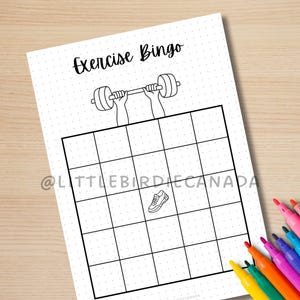 Exercise Bingo Game - PRINTABLE Journal Page - Workout Tracker ...