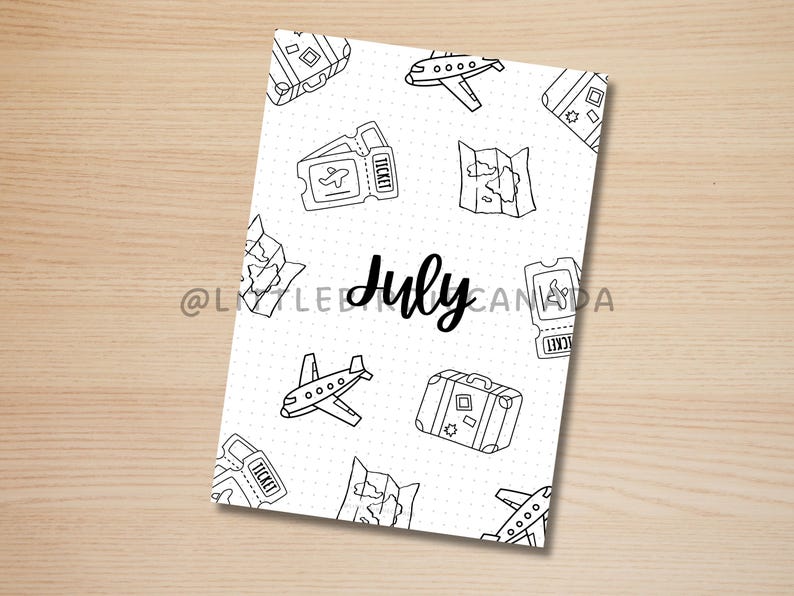 July Title Page and Calendar - PRINTABLE Calendar - Travel Theme ...